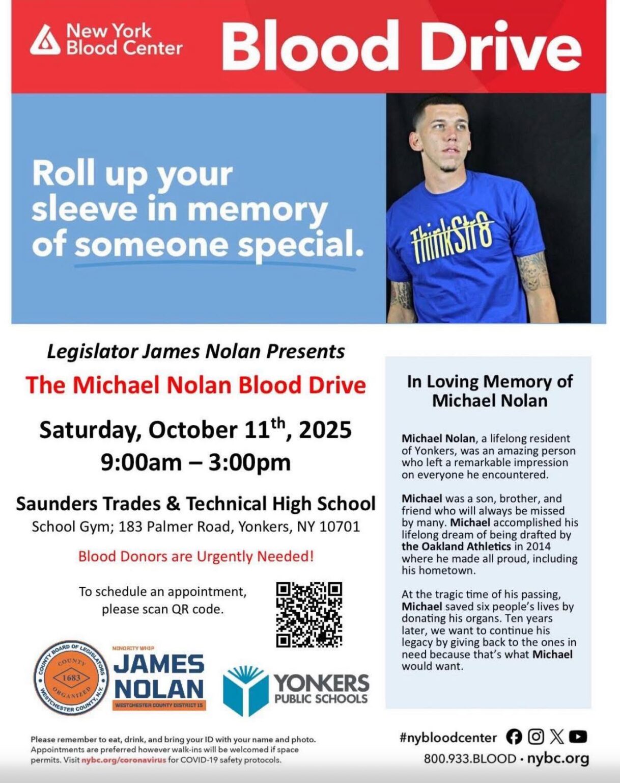 Blood Drive in Memory of Michael Nolan Oct. 11 | Yonkers Times