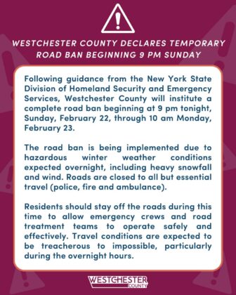 Westchester County Declares Temporary Road Ban -Sunday 9pm-Monday 10am ...