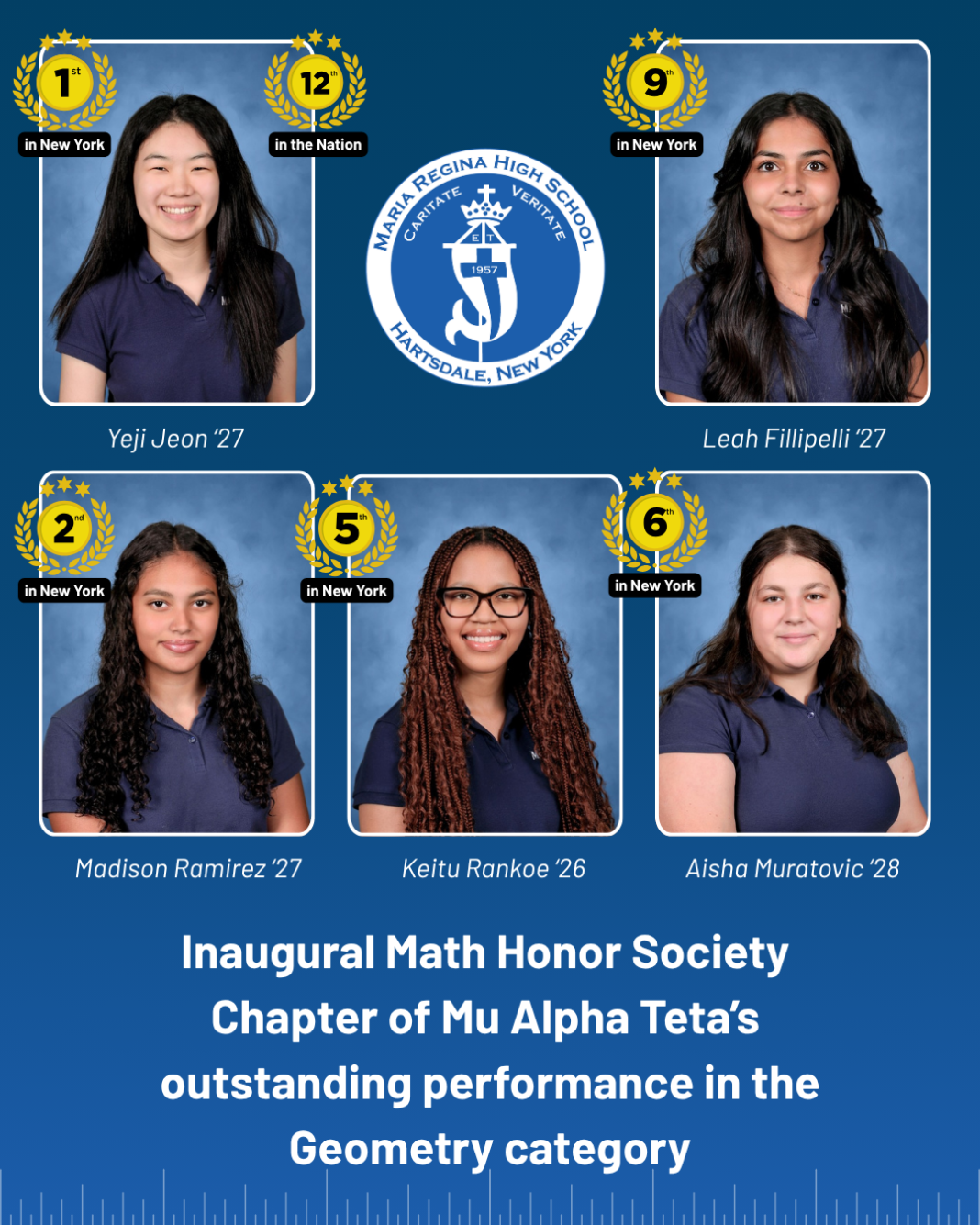 MARIA REGINA HS's NEW MATH HONOR SOCIETY CHAPTER TRIUMPHS AT MATH ...